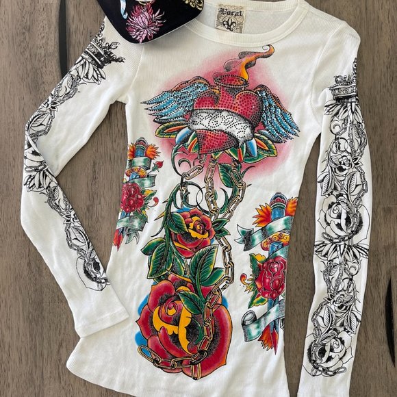 Vocal Apparel | Tops | New Vocal Womens Multi Crystal Old School Ivory ...